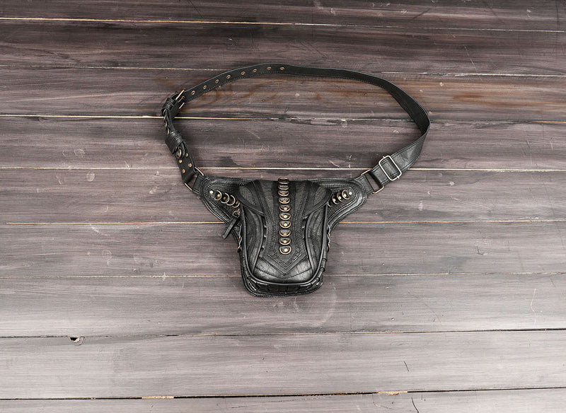 Handmade Leather Waist Belt with Utility Pouch | Steampunk Gothic Styl